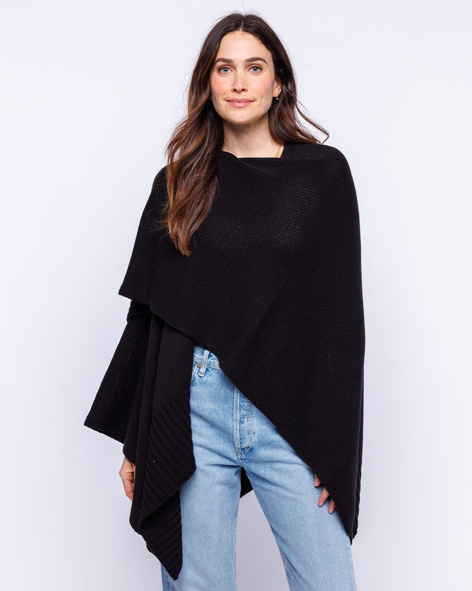 Cotton Serape - Black | Pura Cashmere
