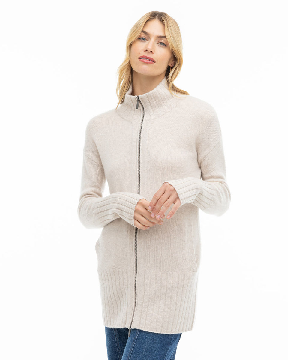Women's Zip-Up Cashmere Cardigan Sweater - Pura Cashmere